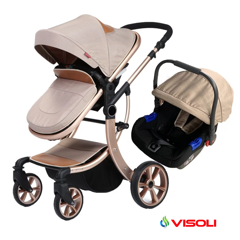 Carucior de copii 3 in 1 Visoli Gold - Bebelusu.ro