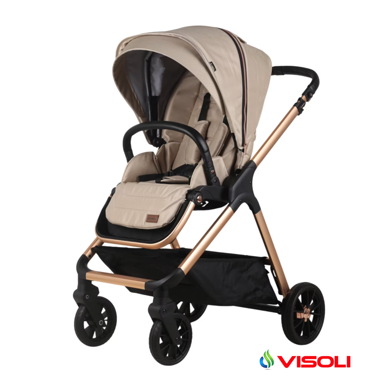 Carucior pentru copii 3 in 1 All in One Visoli Gold - Bebelusu.ro